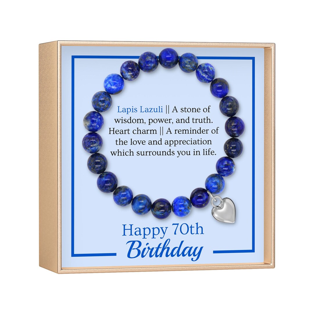 70th Birthday Milestone Bracelet & Meaningful Message Card for Women ...