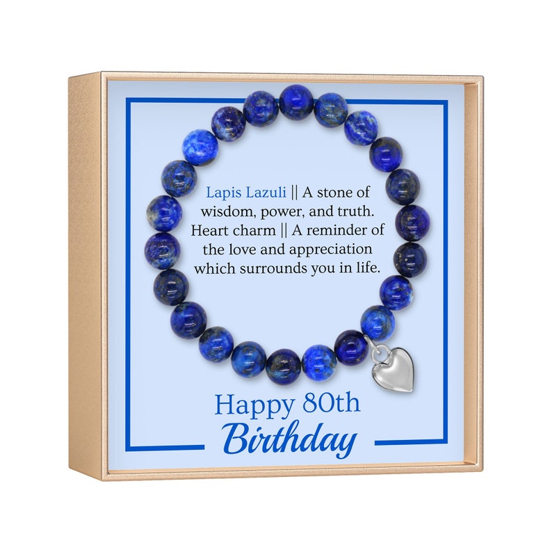 80th Birthday Milestone Bracelet & Meaningful Message Card for Women ...
