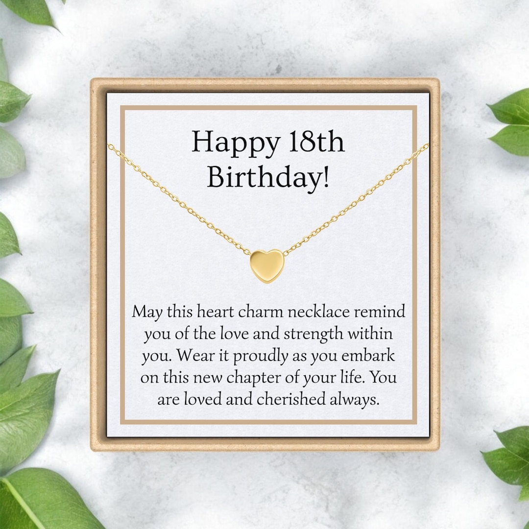 18th Birthday Gift for Her 18 Year Old Gift Meaningful Heart Necklace ...