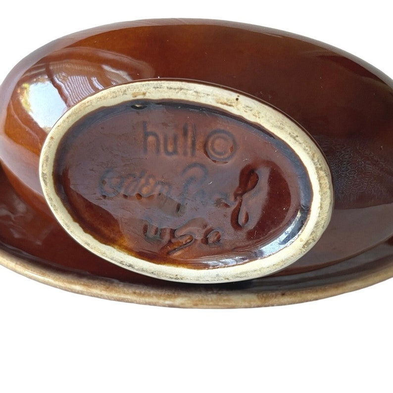 Hull Pottery, Vintage Gravy Boat and Saucer Set, Brown Drip, Dinnerware ...