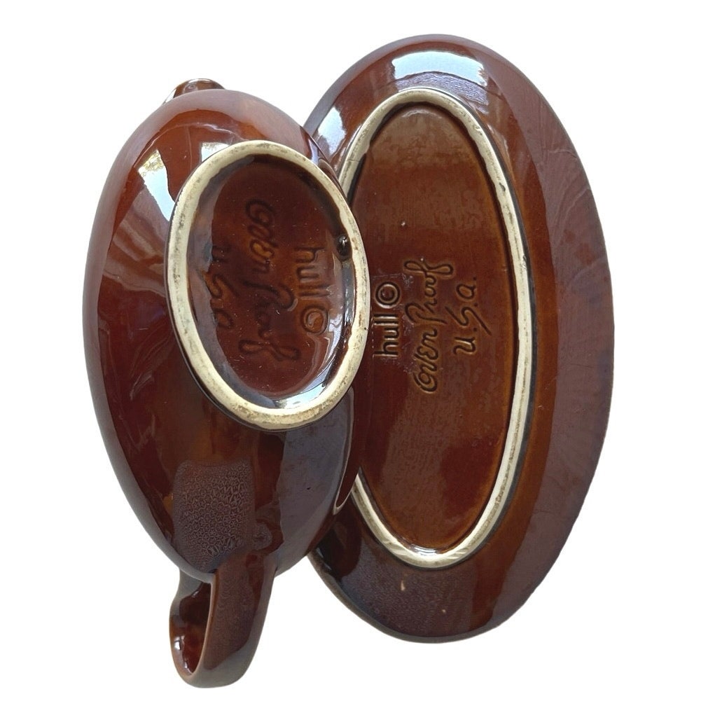 Hull Pottery, Vintage Gravy Boat and Saucer Set, Brown Drip, Dinnerware ...