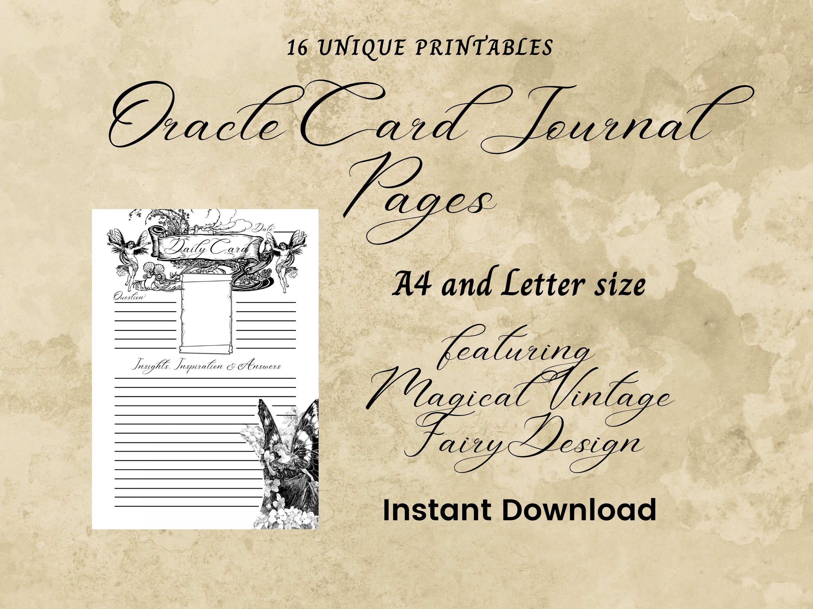 Printable Oracle Card Journal Pages, Oracle Tracker Pages, Oracle Card ...