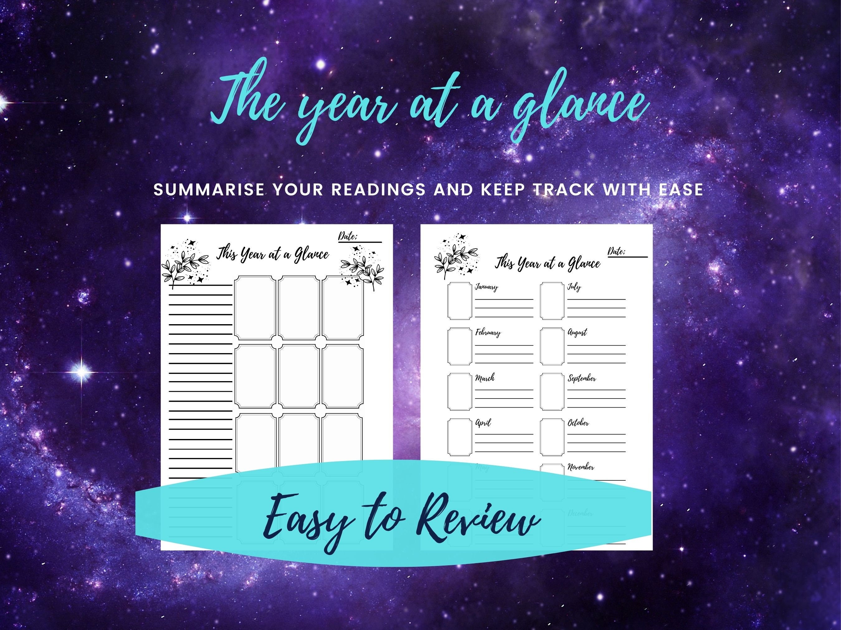 Printable Oracle Card Journal Pages, Intuitive Yearly Planner, Yearly ...