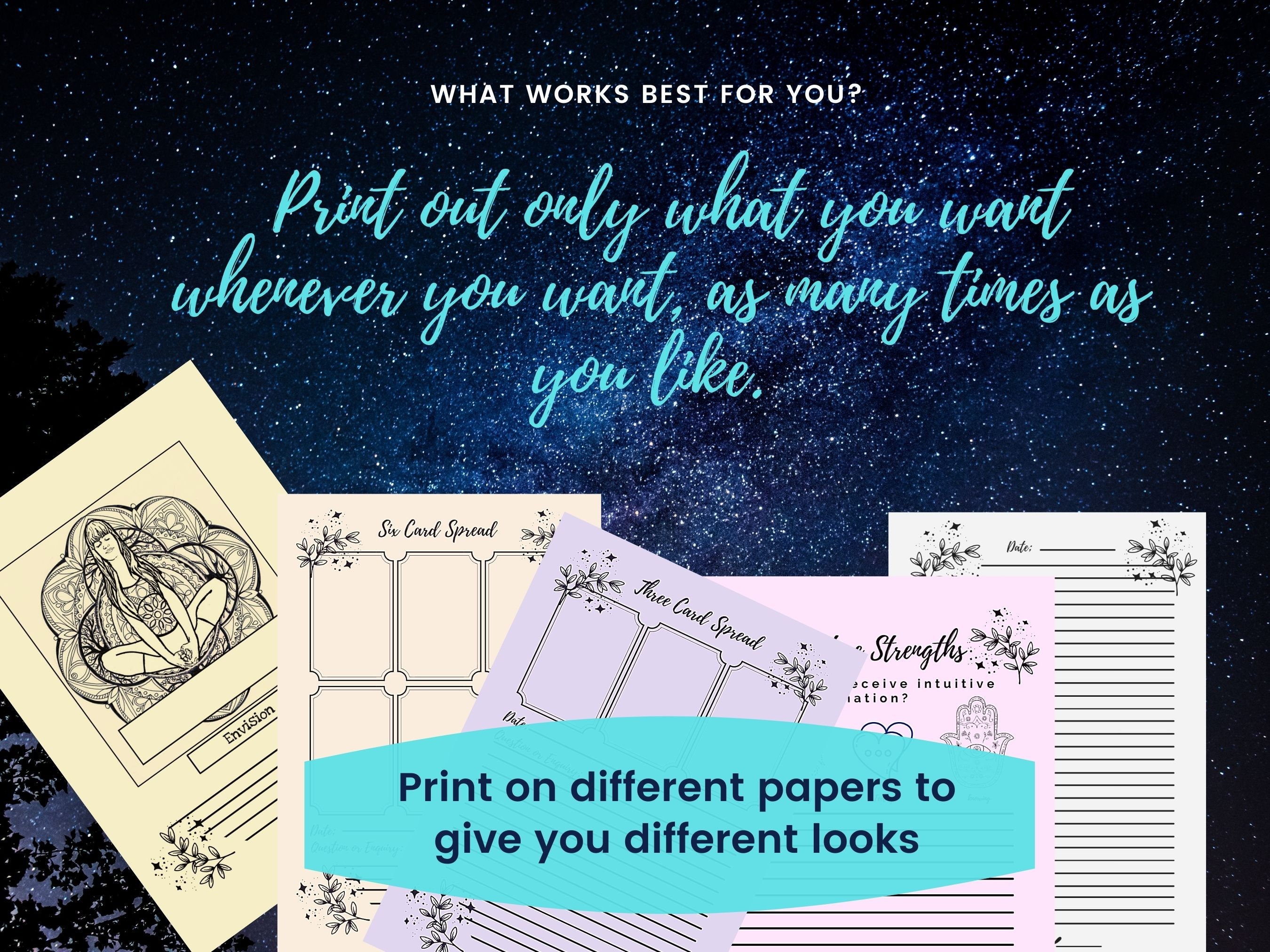Printable Oracle Card Journal Pages, Oracle Tracker Pages, Oracle Card ...