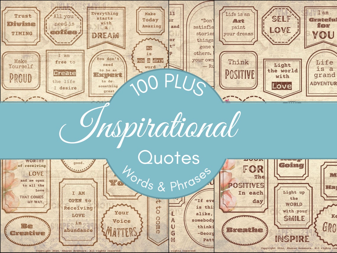 Vintage Printable Junk Journaling Words and Quotes, Positive Words ...