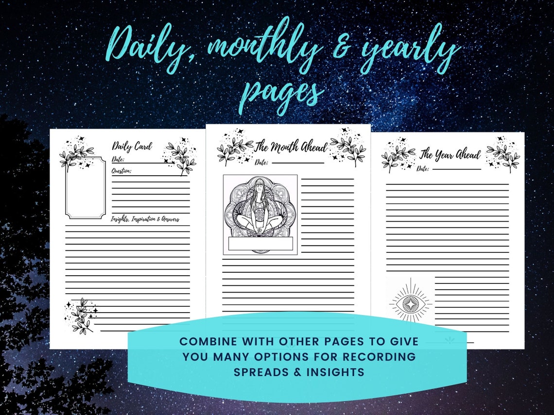 Printable Oracle Card Journal Pages, Oracle Tracker Pages, Oracle Card ...