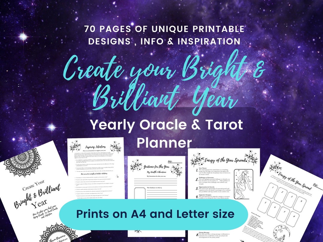 Printable Oracle Card Journal Pages, Intuitive Yearly Planner, Yearly ...