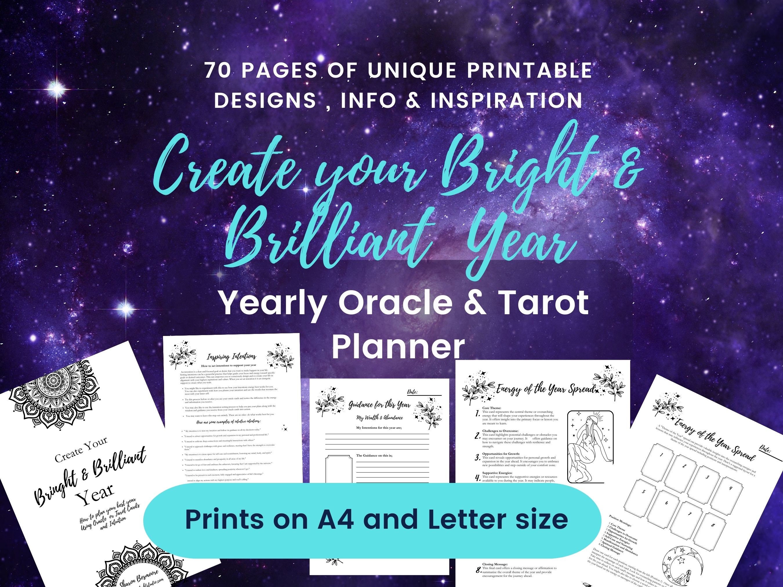 Printable Oracle Card Journal Pages, Intuitive Yearly Planner, Yearly ...