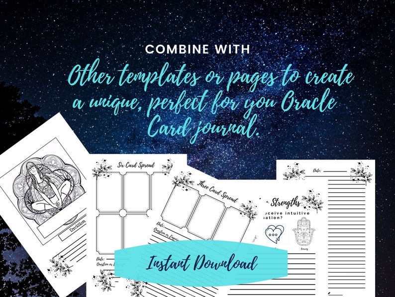 Printable Oracle Card Journal Pages, Oracle Tracker Pages, Oracle Card ...