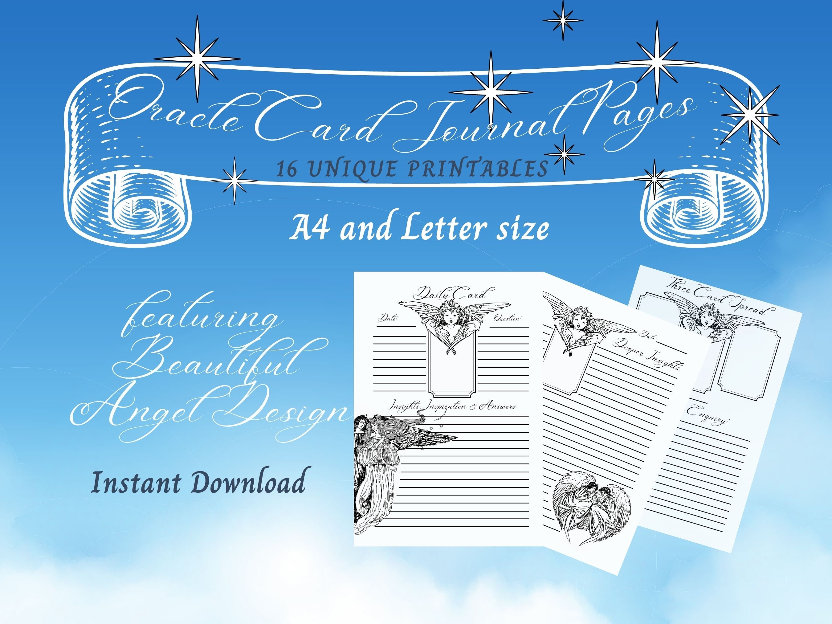 Printable Oracle Card Journal Pages for Angel Card Readings & More ...