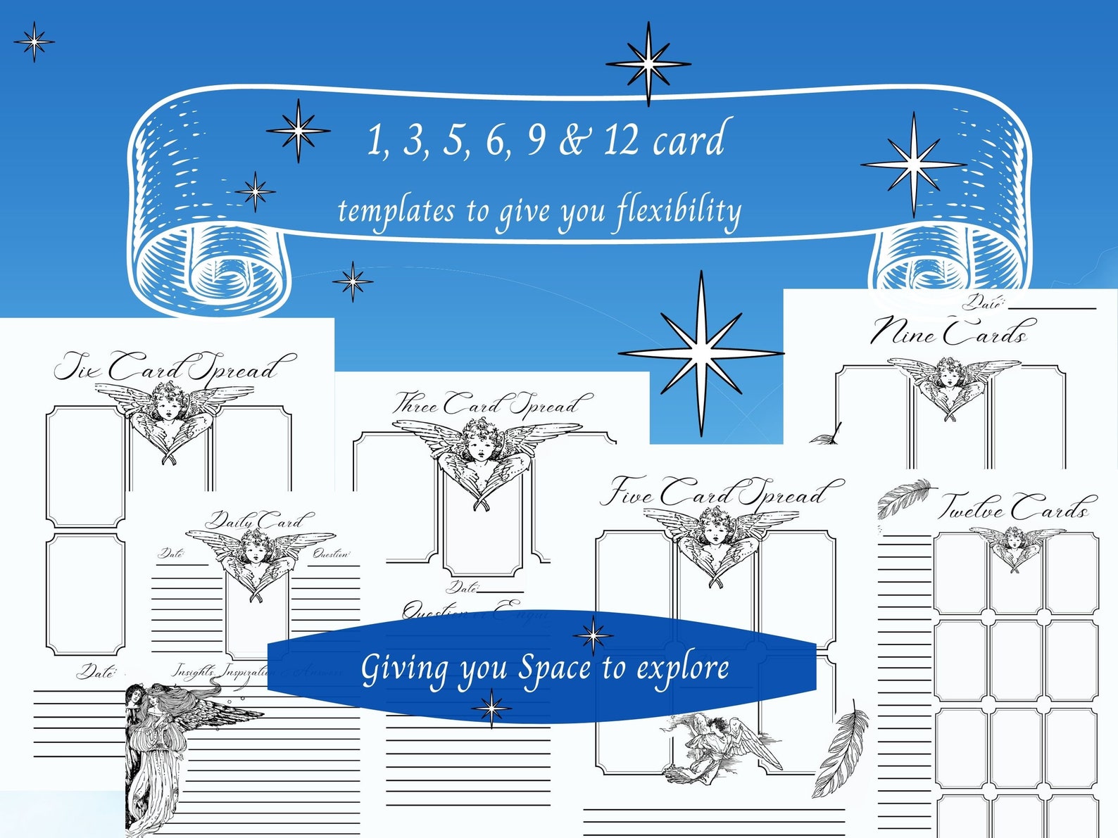 Printable Oracle Card Journal Pages for Angel Card Readings & More ...