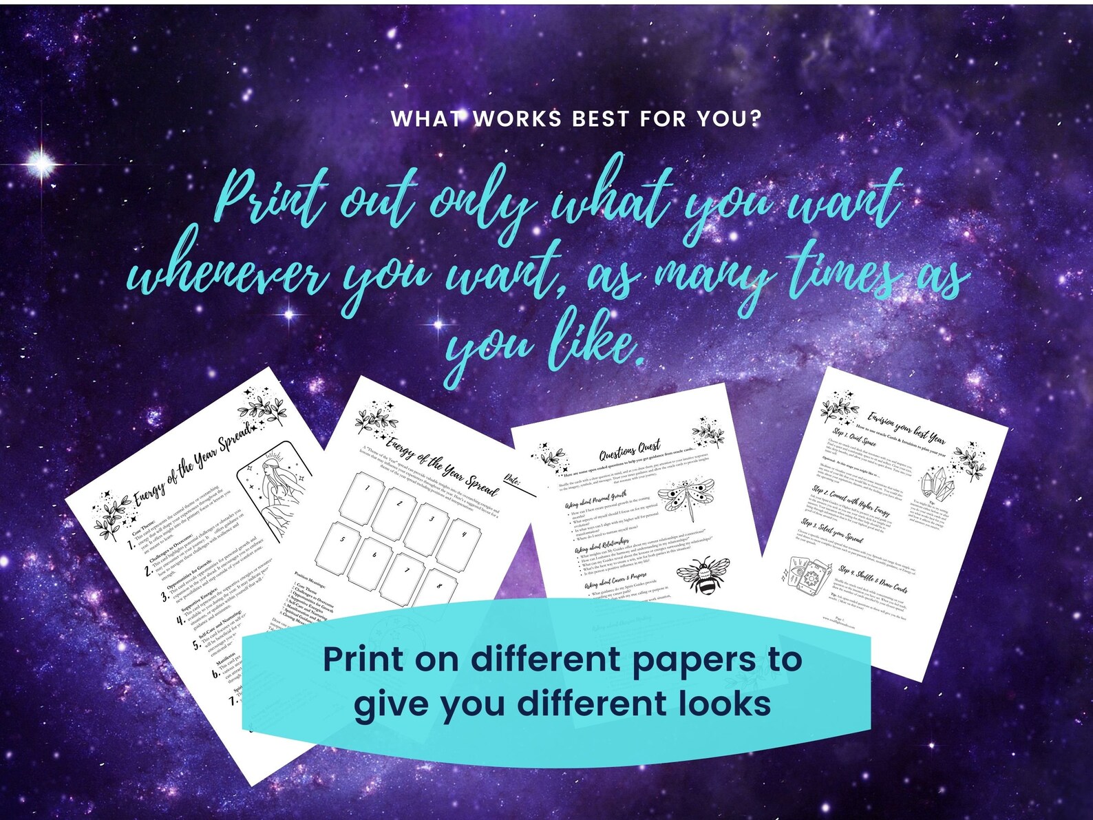 Printable Oracle Card Journal Pages, Intuitive Yearly Planner, Yearly ...