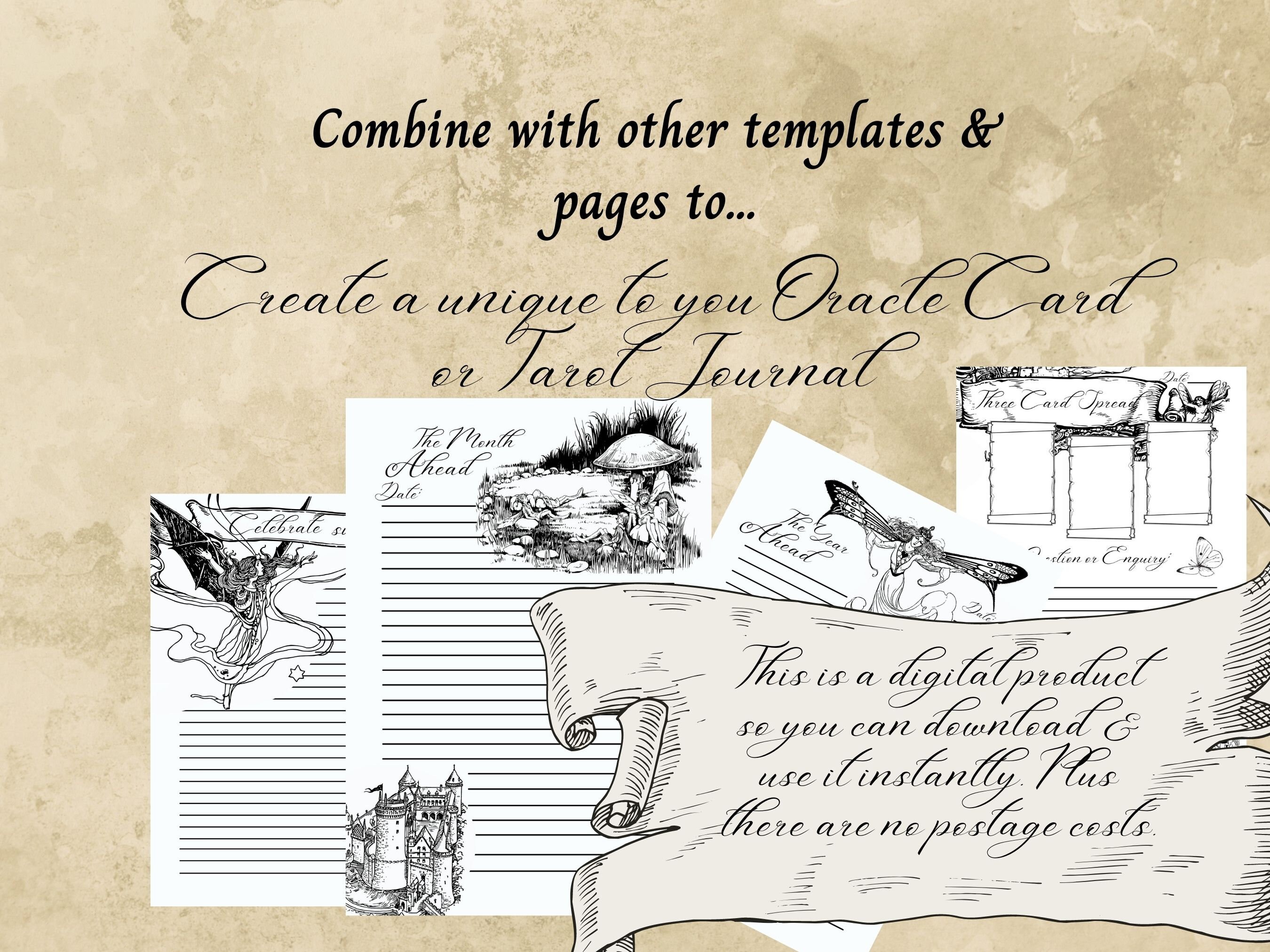 Printable Oracle Card Journal Pages, Oracle Tracker Pages, Oracle Card ...