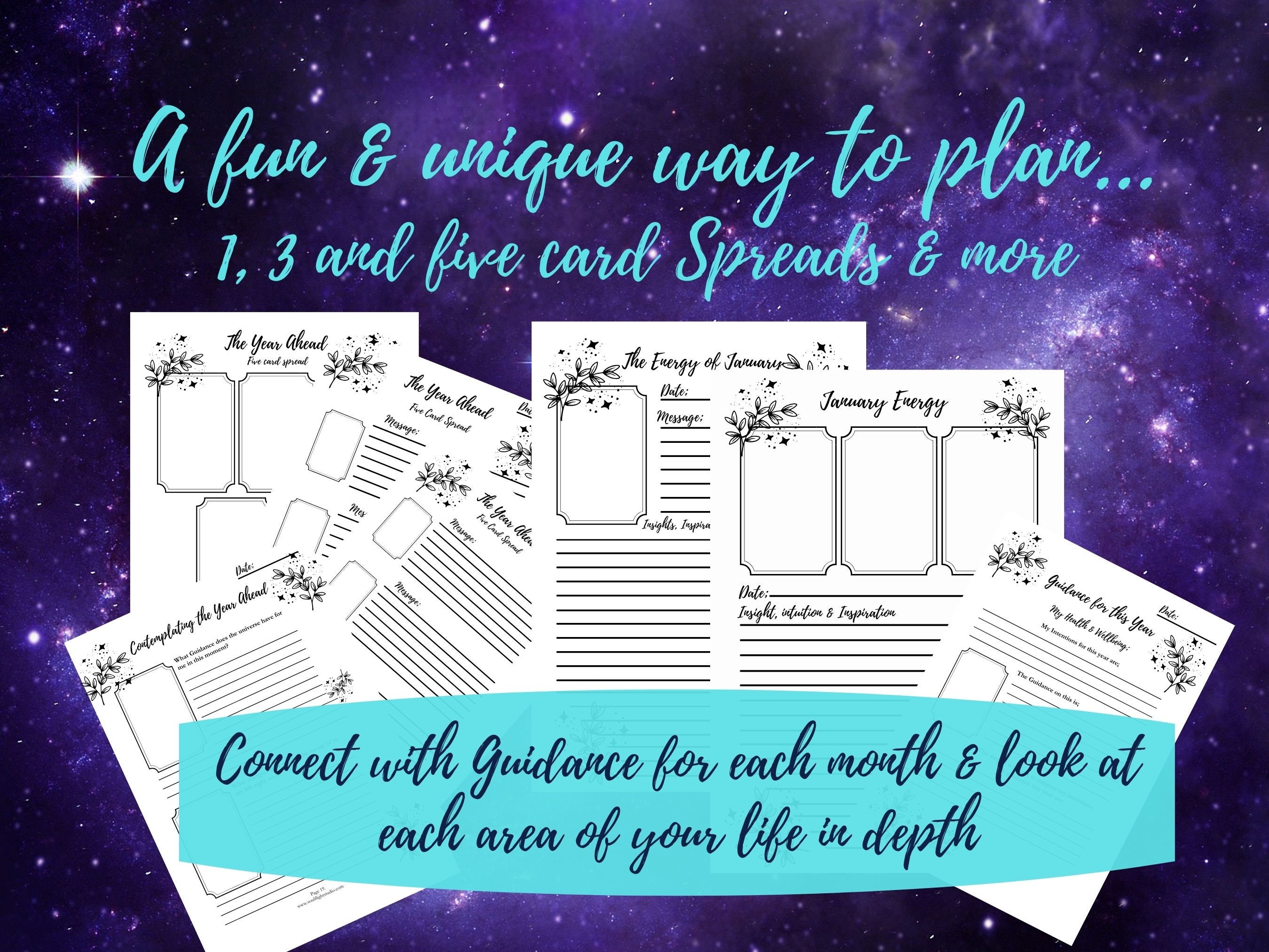 Printable Oracle Card Journal Pages, Intuitive Yearly Planner, Yearly ...