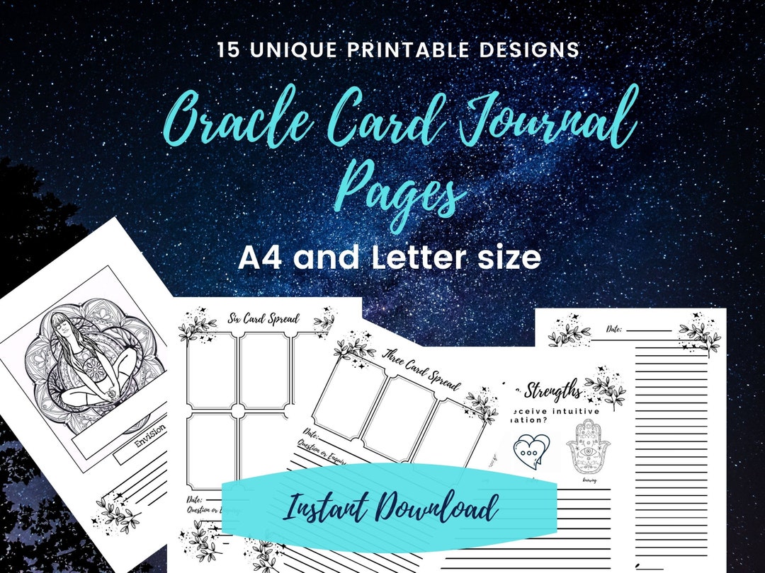 Printable Oracle Card Journal Pages, Oracle Tracker Pages, Oracle Card ...