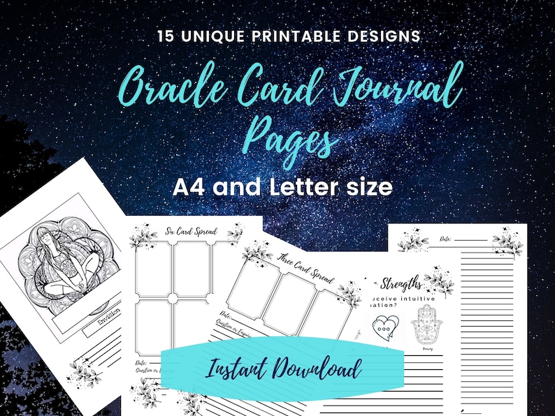 Printable Oracle Card Journal Pages, Oracle Tracker Pages, Oracle Card ...