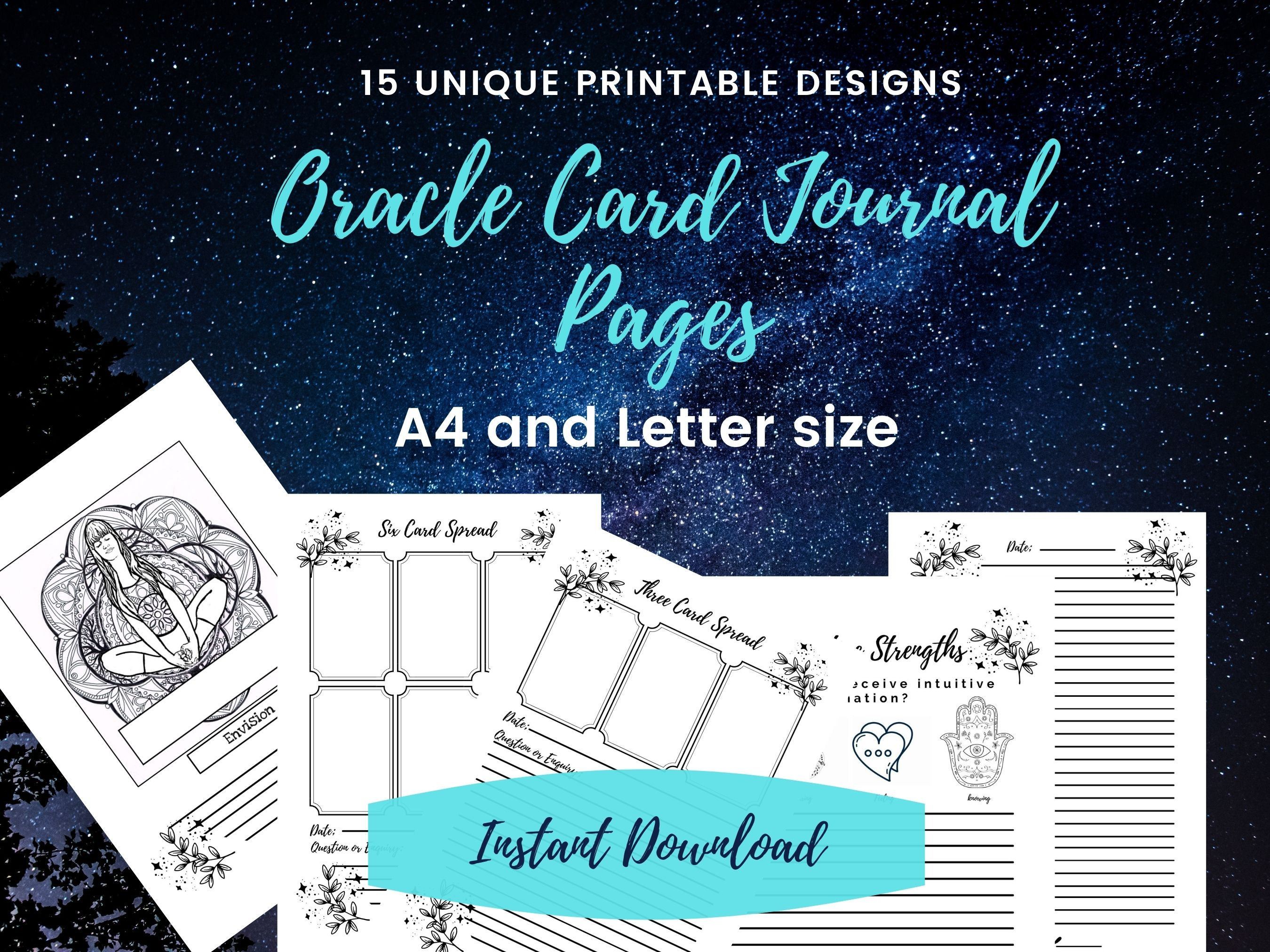 Printable Oracle Card Journal Pages, Oracle Tracker Pages, Oracle Card ...
