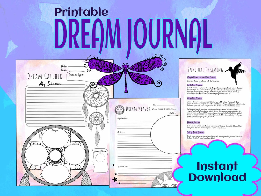 Dream Journal L Printable Planner L Tracker L Record in Minutes or Dive ...