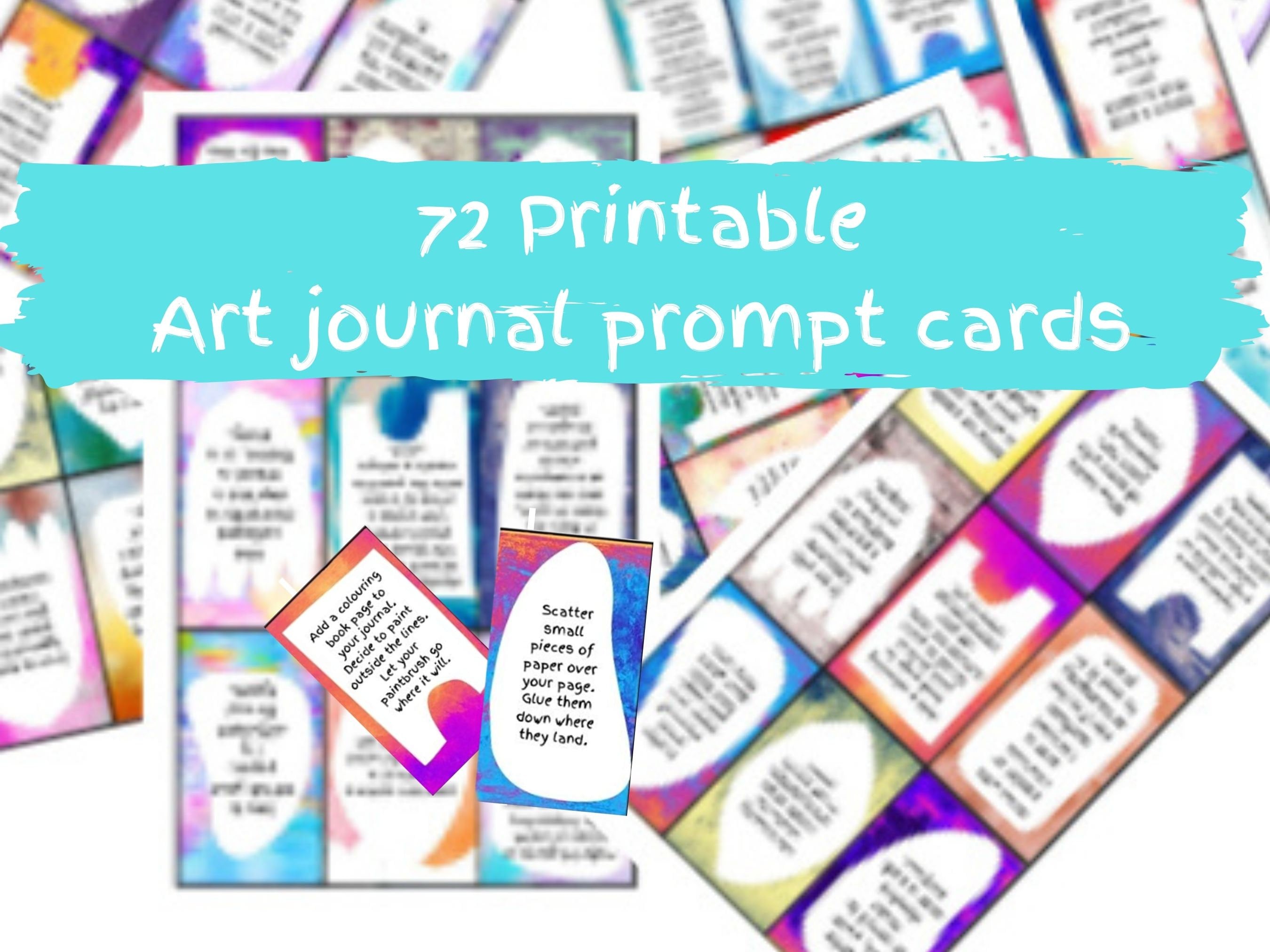 72 Printable Art Journal Prompt Cards, Mixed Media Techniques, Digital ...