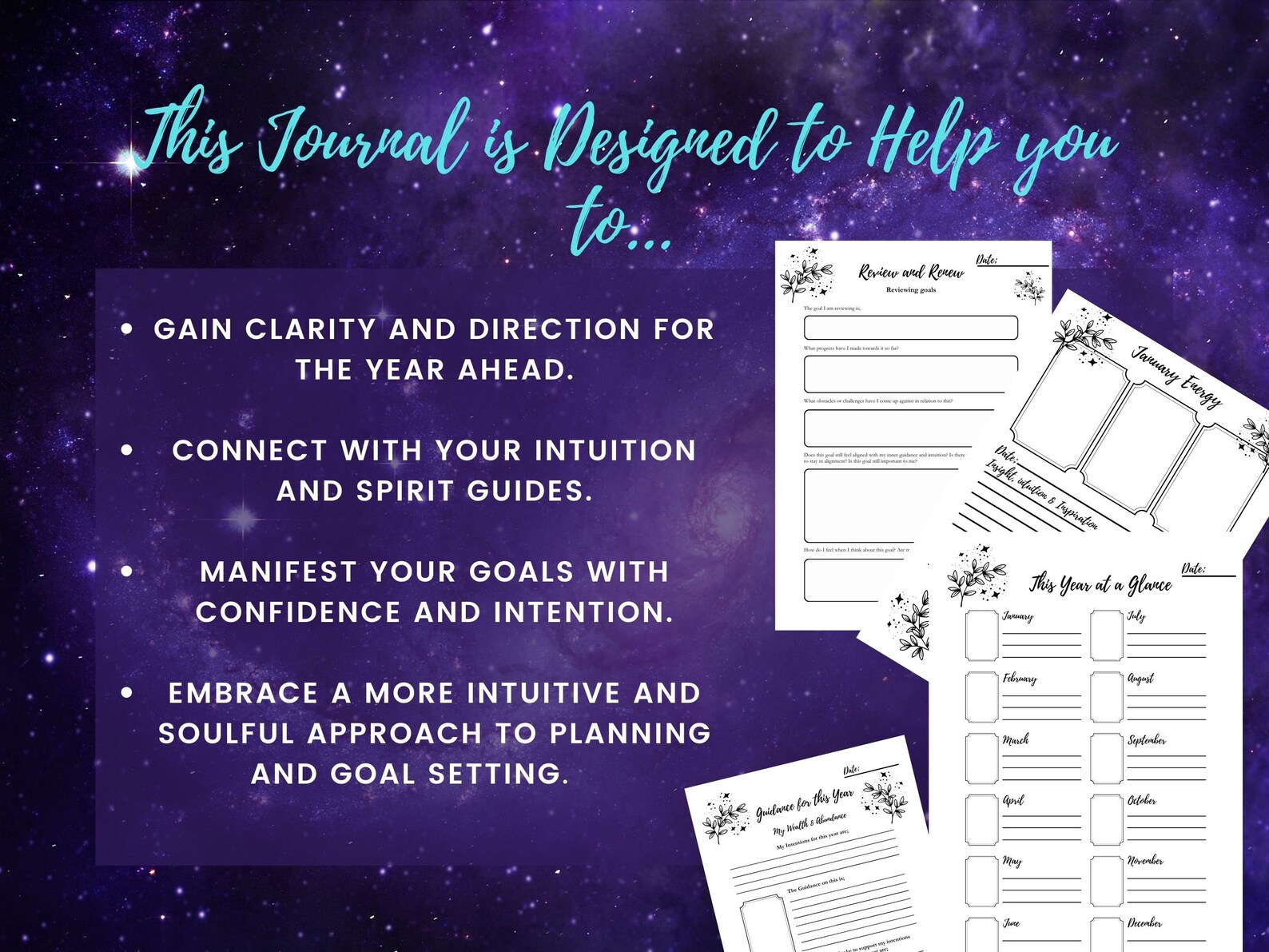 Printable Oracle Card Journal Pages, Intuitive Yearly Planner, Yearly ...