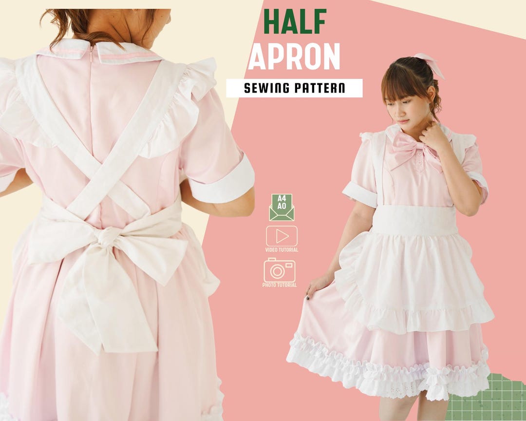 Apron Sewing Pattern Cottagecore Maid Cosplay Kawaii Lolita Fashion ...
