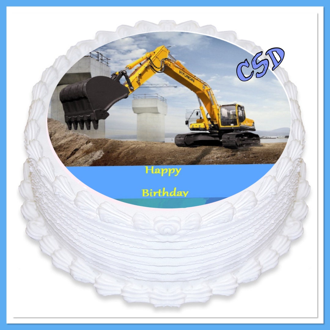 Cake Topper Birthday,, Excavator ,, - Etsy