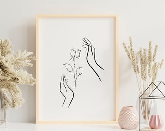 Rose Line Drawing Print, Modern Line Drawing, One Line Drawing, Art Modern, Home Print, Wall Art ...