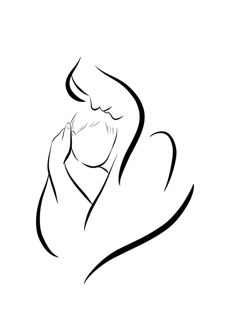 Mother and Son Line Art. Mum and Daughter Print. Mum and | Etsy
