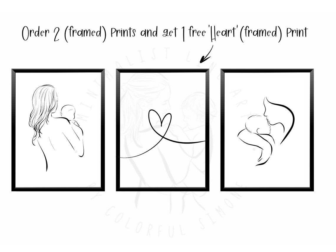 Mother and Son Line Art. Mum and Daughter Print. Mum and - Etsy