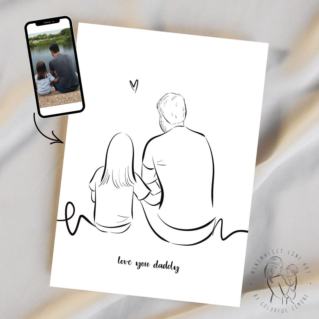 Daddy and Daughter Hand-drawn Custom Portrait From Photo. Gift From ...