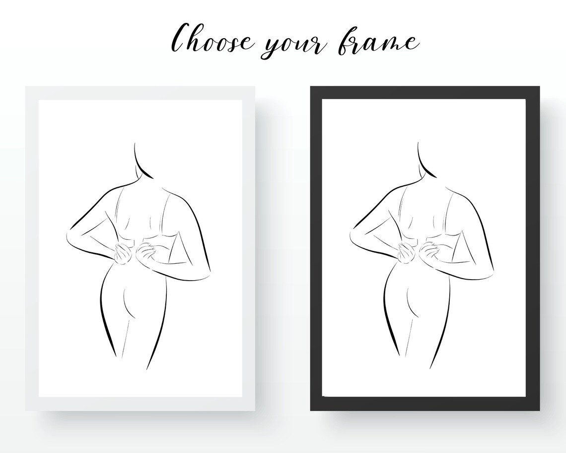 Minimalist Line Drawing Of A Woman Taking Her Bra Off Nude Etsy