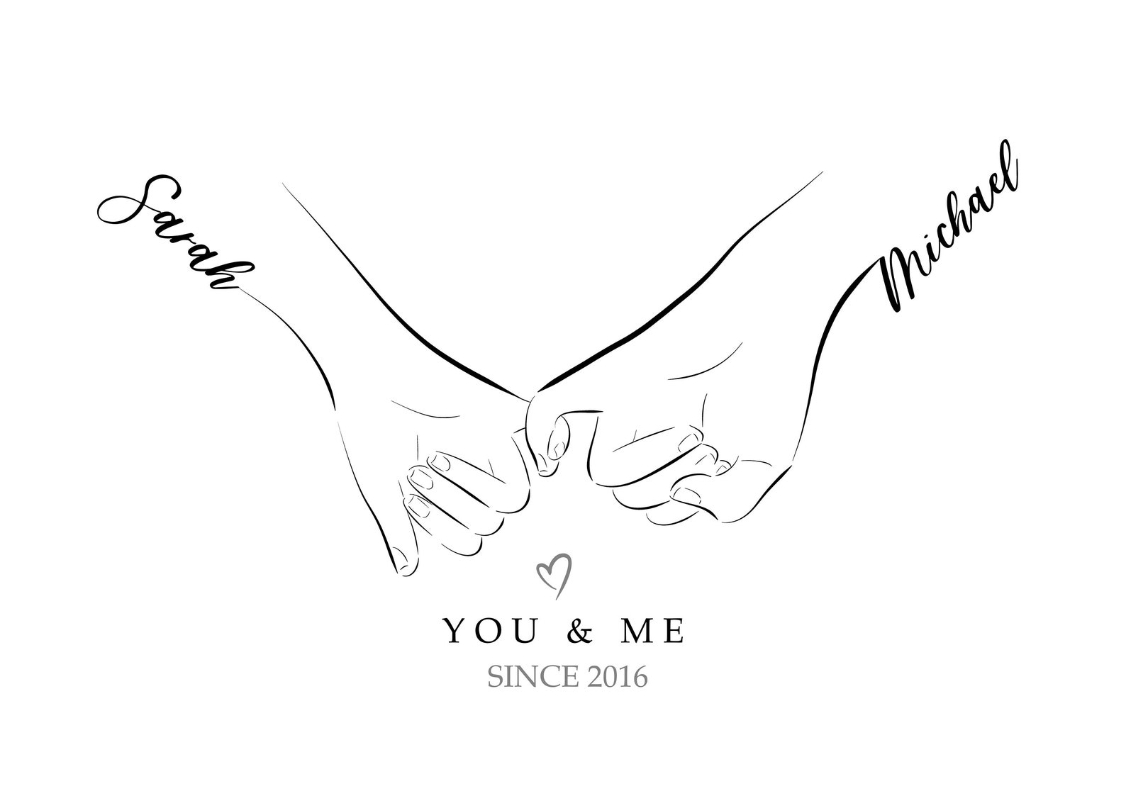 Couples Hands With Names. Anniversary Gift. Boyfriend and Girlfriend ...