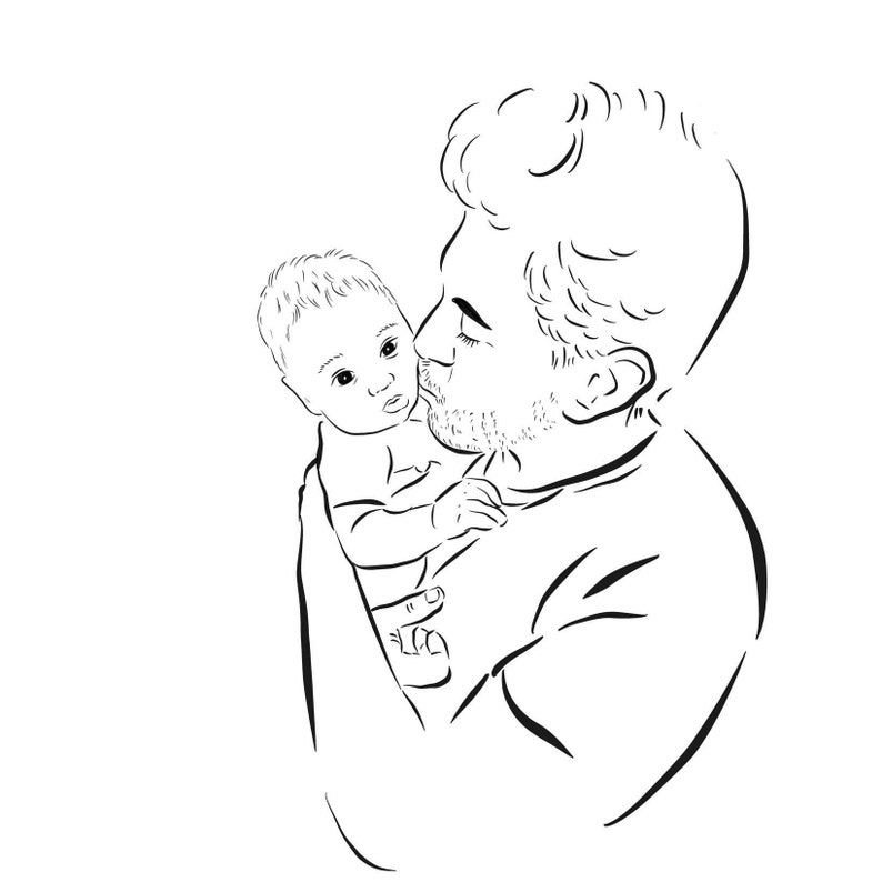 Custom Portrait From Photo for Daddy and Baby. Daddy Gift from | Etsy