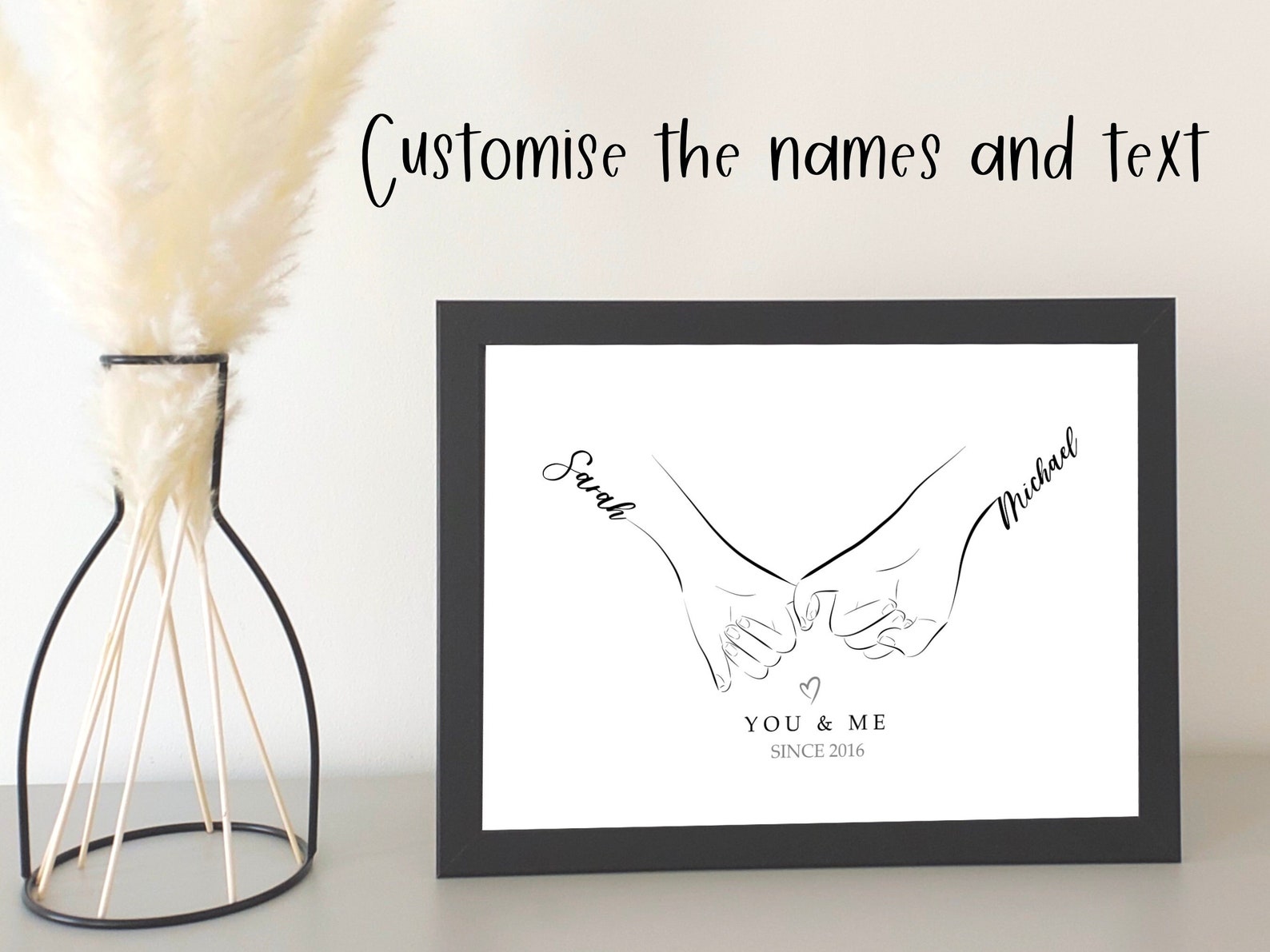 Couples Hands With Names. Anniversary Gift. Boyfriend and Girlfriend ...