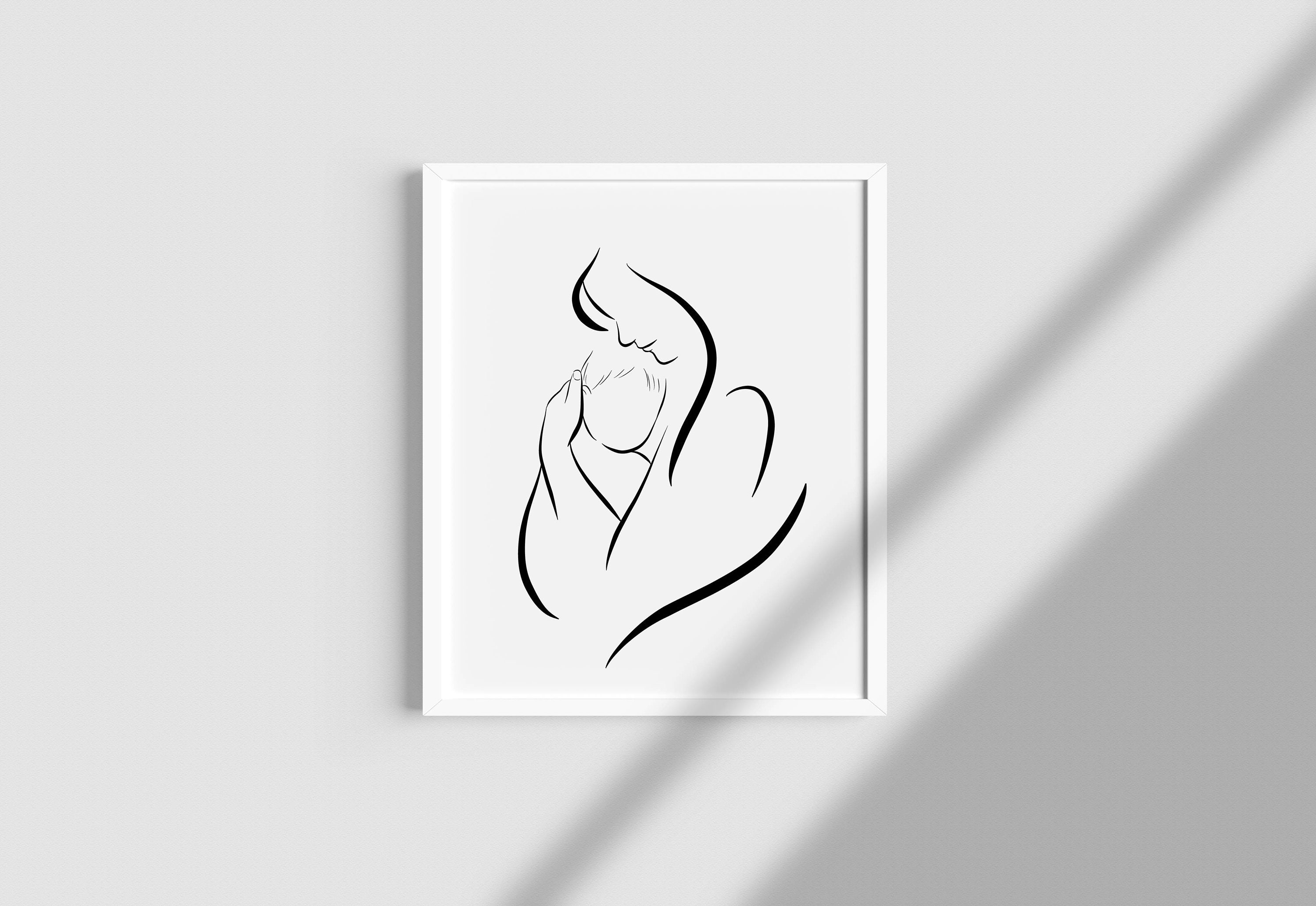 Mother and Son Line Art. Mum and Daughter Print. Mum and - Etsy