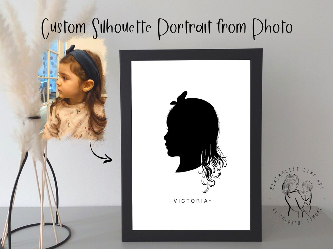 Custom Child Profile Silhouette Portrait. Personalised Kids Profile ...