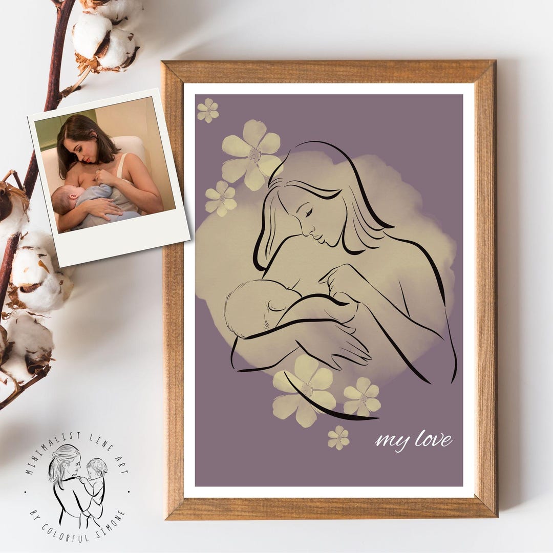 Custom Breastfeeding Wall Art. Nursing Portrait From Photo. Mother and ...