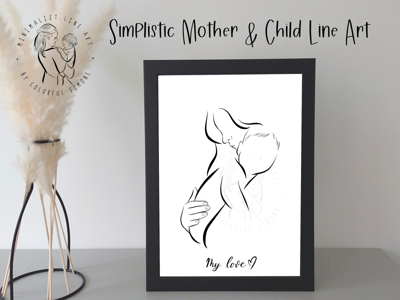 Mother and Son Line Art. Mum and Daughter Print. Mum and - Etsy