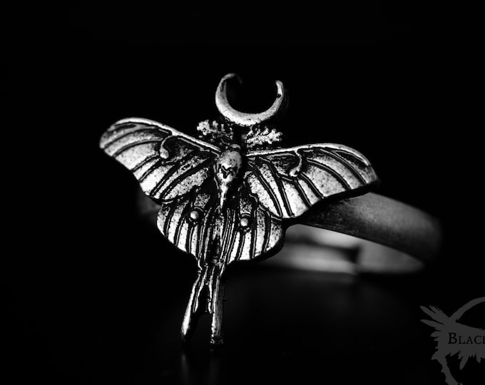 Deaths Head Luna Moth - Bug Ring - Adjustable Gothic Ring - Insect ...