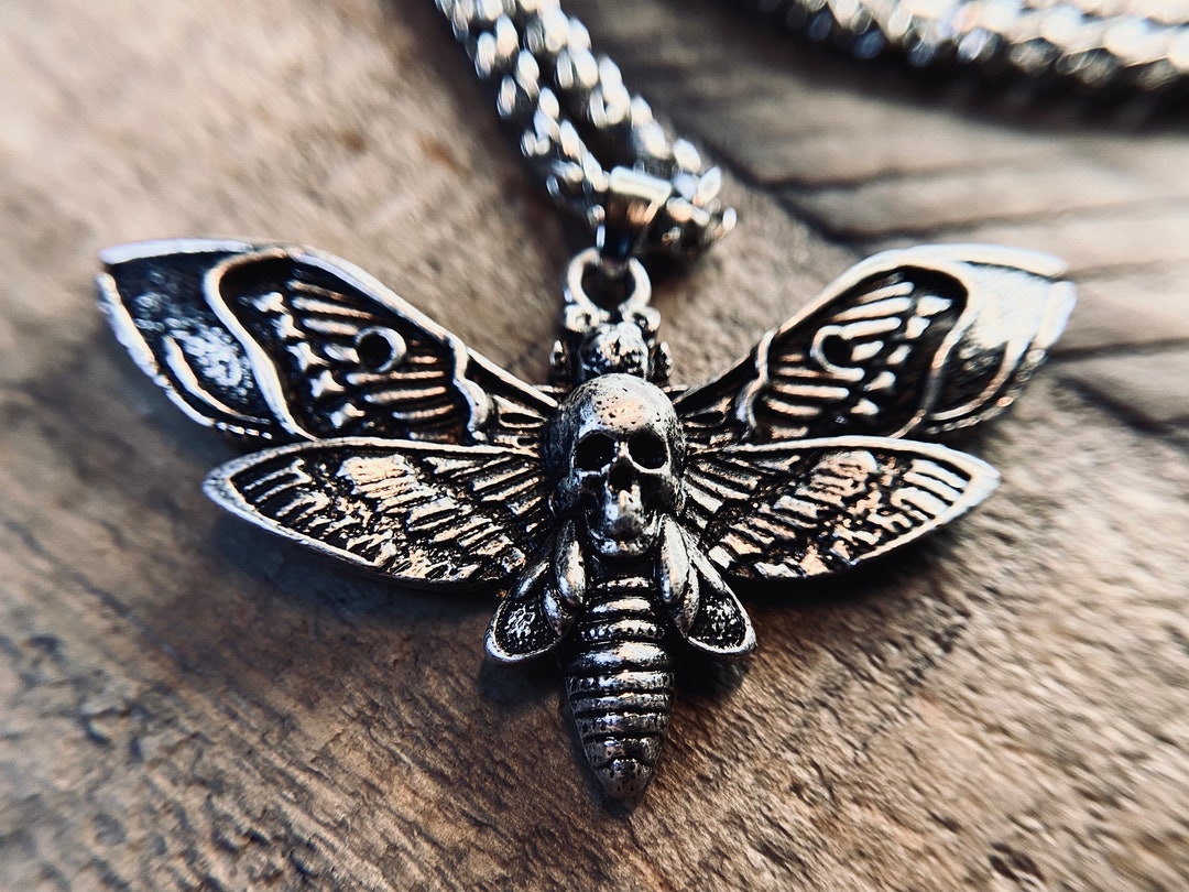 Moth Pendant Deaths Head Hawk Moth Necklace Gothic Necklace Moth ...