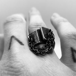 Chain Link Ring Punk Chain Ring Thick Band Ring Large Statement Ring ...