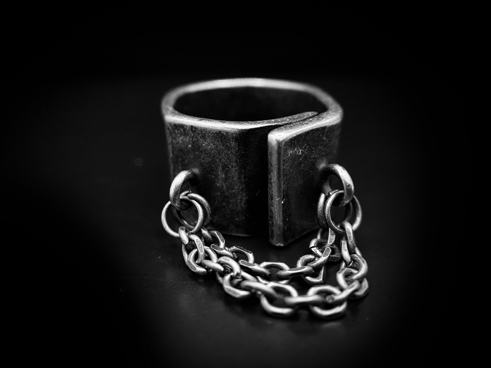 Chain Link Ring Punk Chain Ring Thick Band Ring Large - Etsy