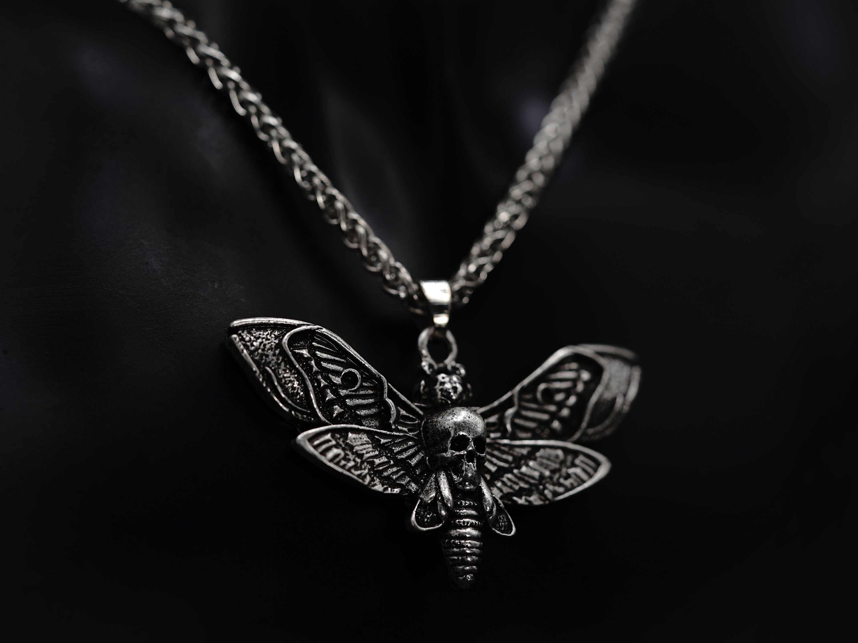 Moth Pendant Deaths Head Hawk Moth Necklace Gothic - Etsy