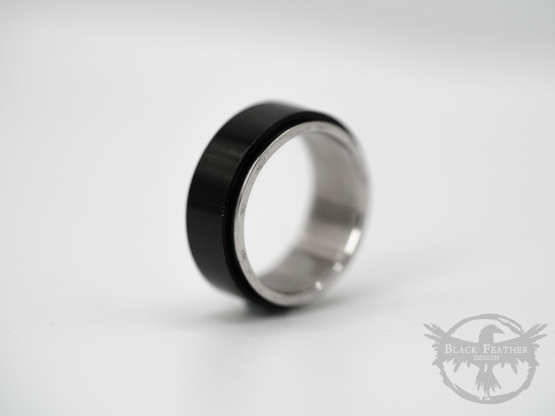 Black Band Spinner Ring - Worry Ring - Anxiety Ring - Fidget Ring ...