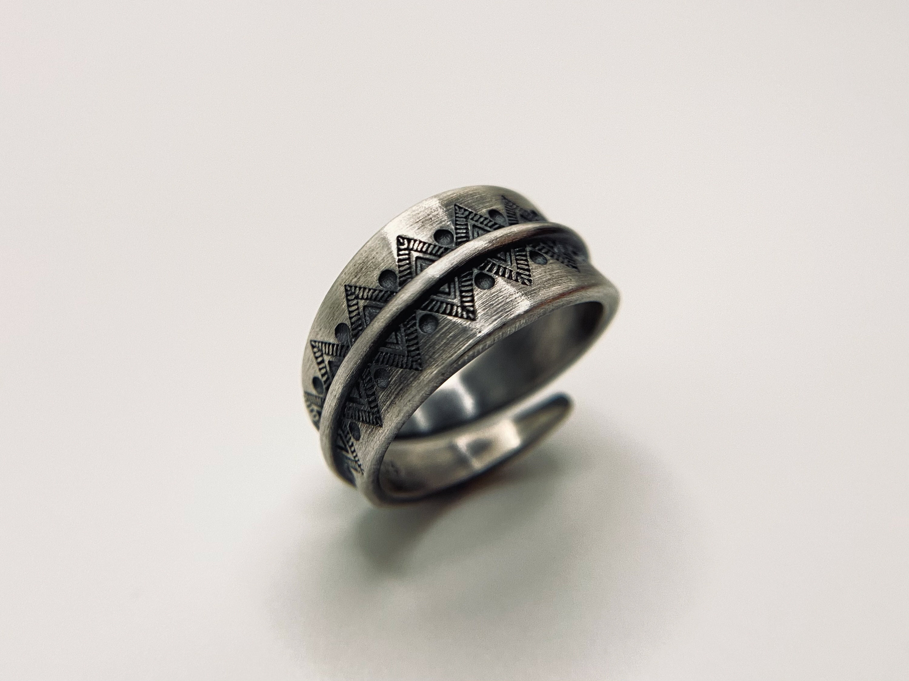 925 Sterling Silver Tibetan Ring Chunky Open Band Ring | Etsy