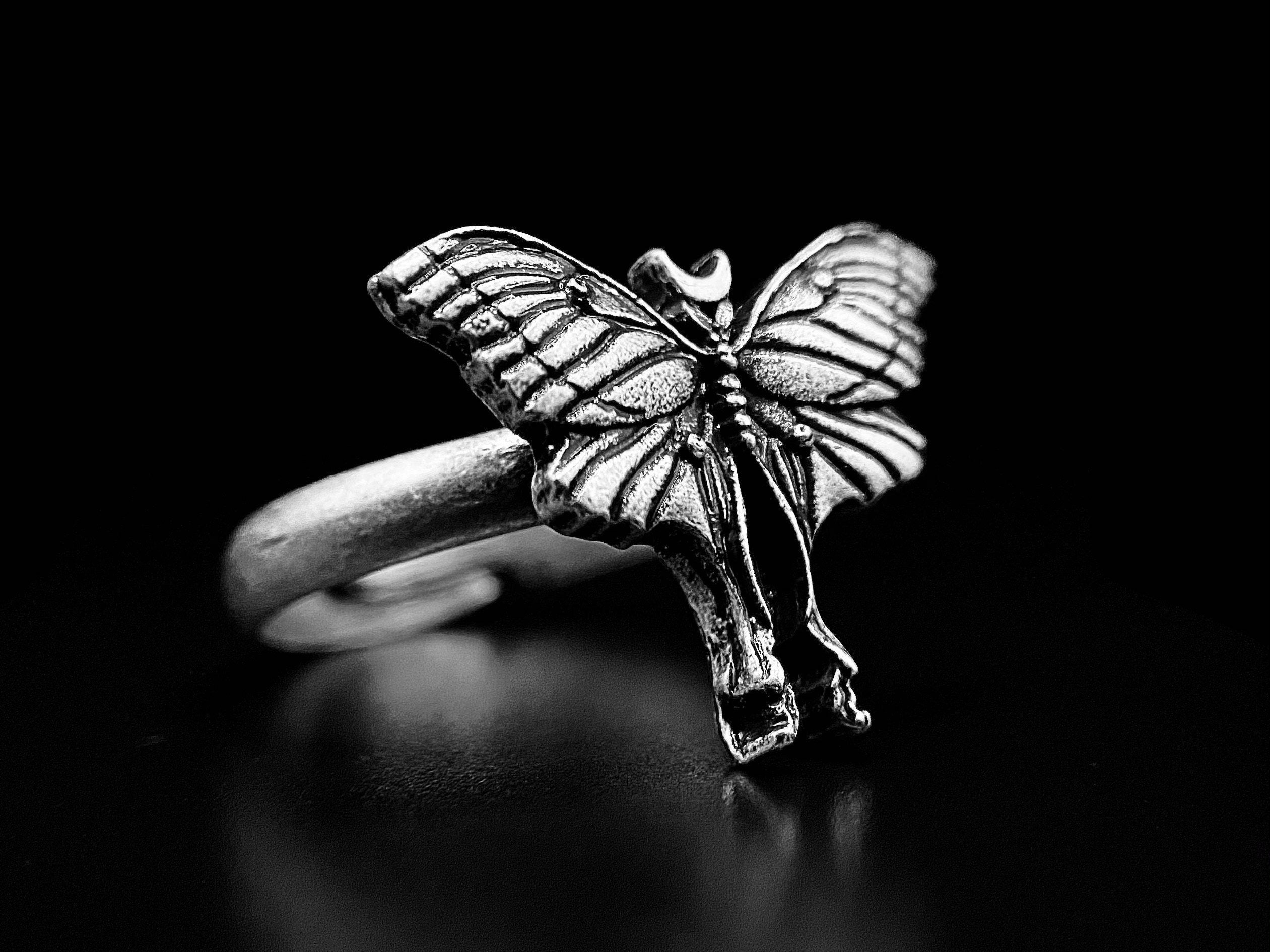 Adjustable Luna Moth Ring Gothic Bug Ring Alternative | Etsy