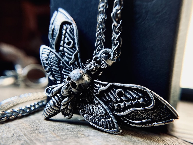 Moth Pendant Deaths Head Hawk Moth Necklace Gothic | Etsy