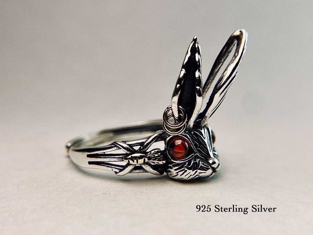 Sterling Silver Rabbit Ring Adjustable Ring Rabbit Lover Gift Silver ...