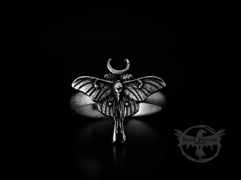 Deaths Head Luna Moth Bug Ring Adjustable Gothic Ring - Etsy UK