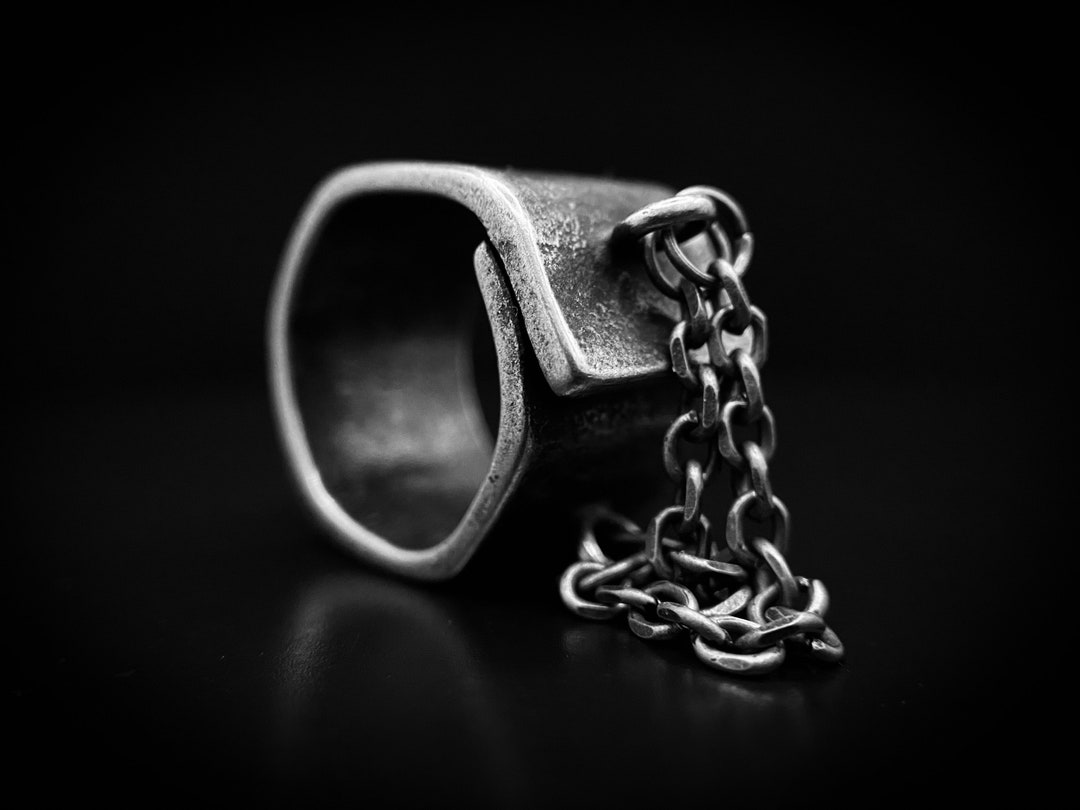 Chain Link Ring - Punk Chain Ring - Thick Band Ring - Large Statement ...